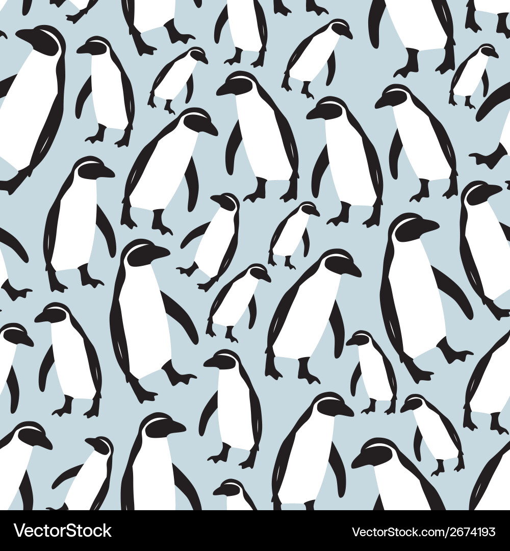 A lot of penguins seamless pattern eps10 Vector Image
