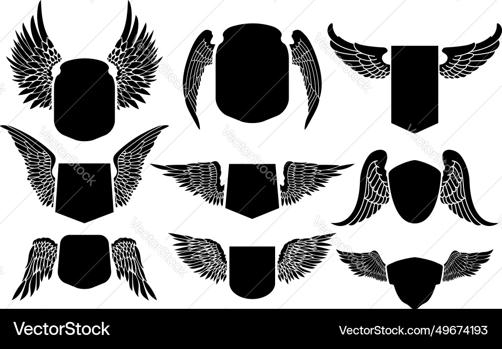 Badge with wings emblem angel design Royalty Free Vector