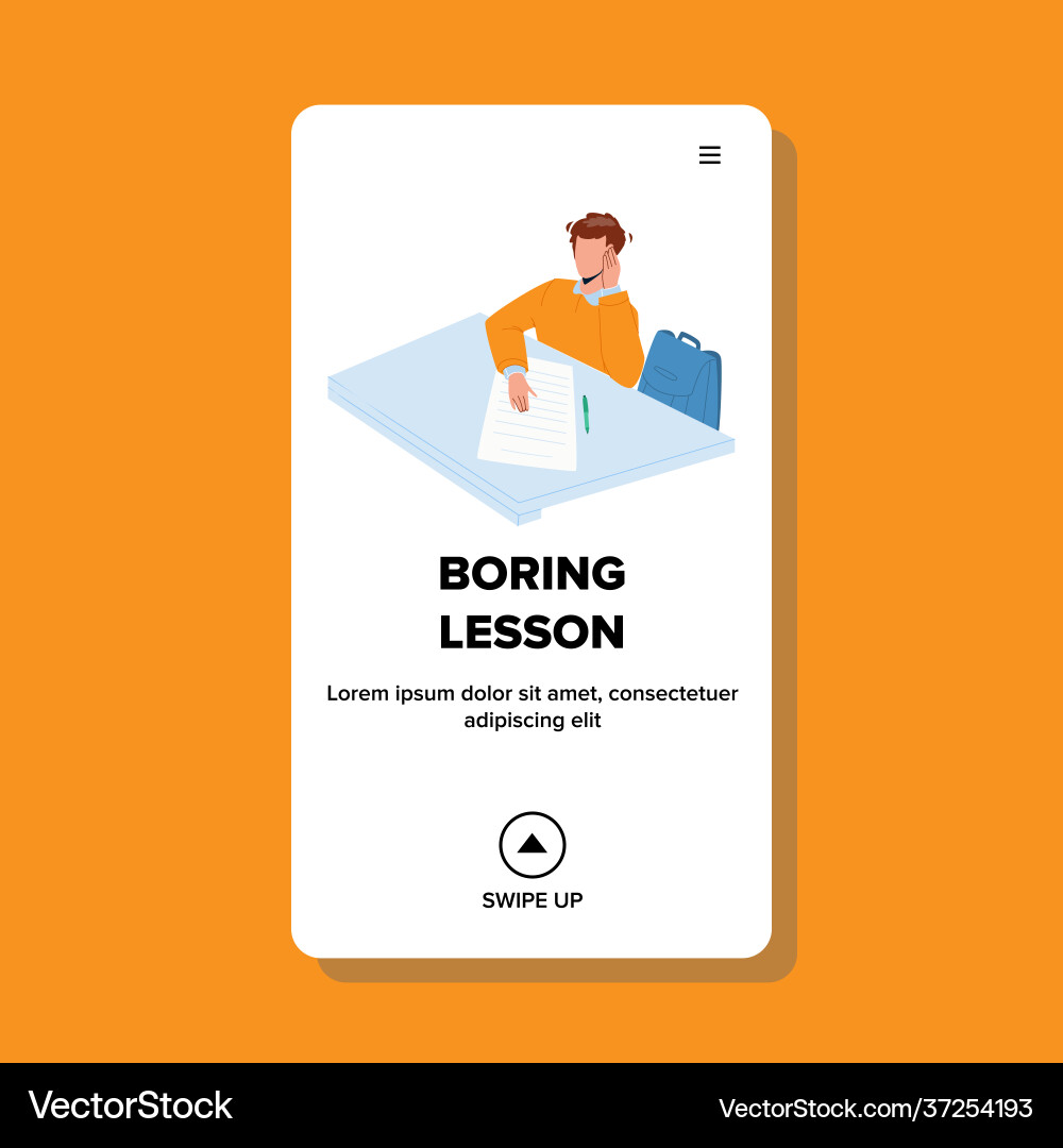 Boring lesson listen schoolboy in classroom Vector Image