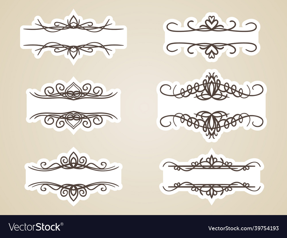 Calligraphic headline frame design element set Vector Image