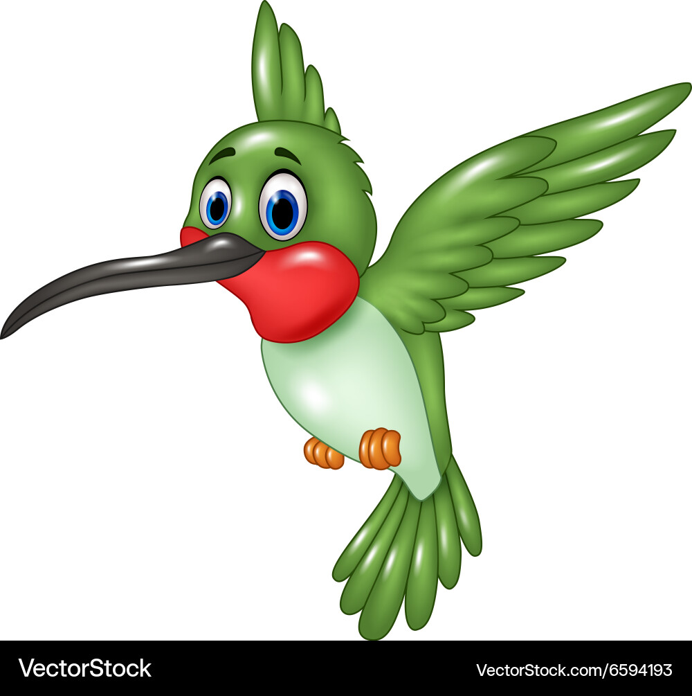 Cartoon funny hummingbird flying isolated Vector Image