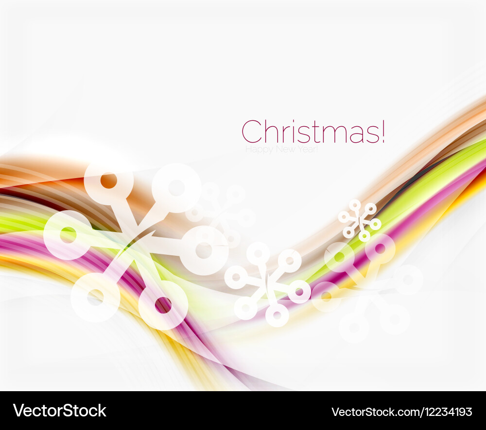 Color wave line with snowflakes winter Royalty Free Vector