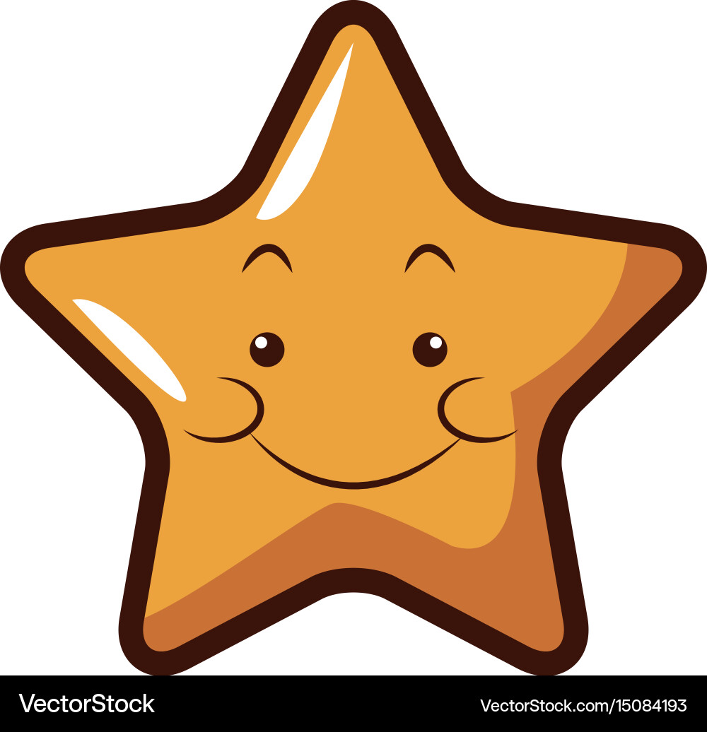 Cute kawaii star face emoticon character Vector Image