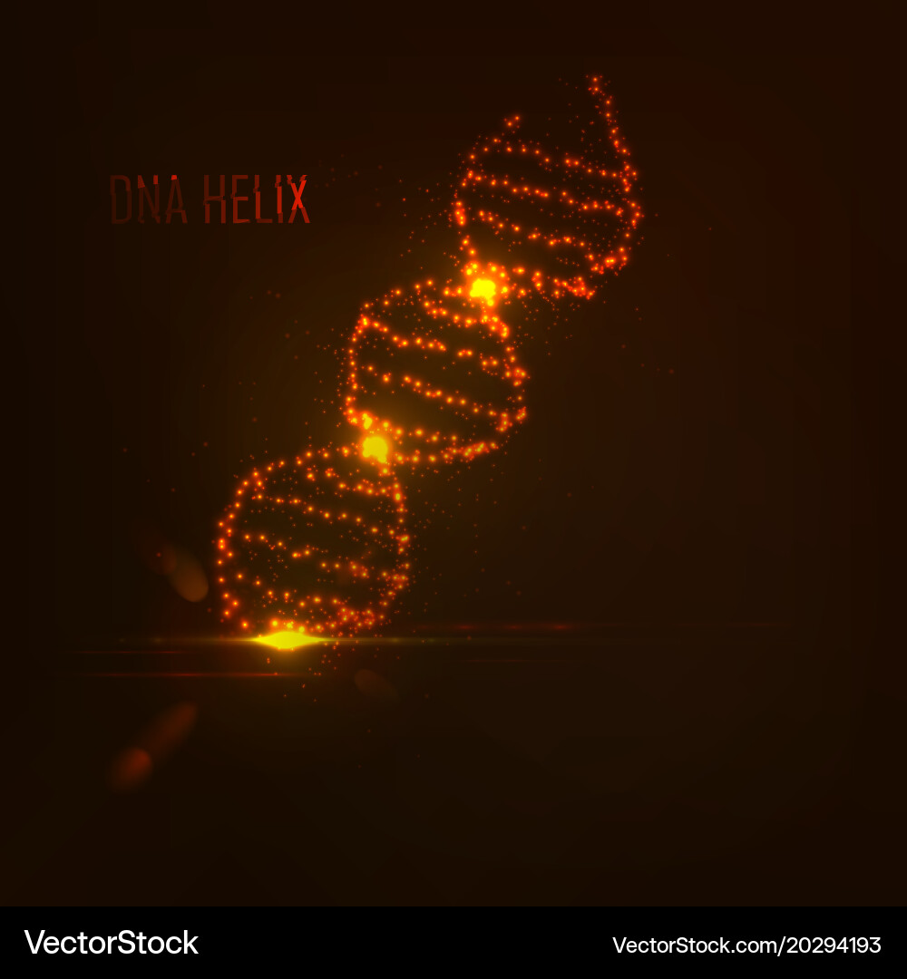 Dna shape of glowing circles and particles Vector Image