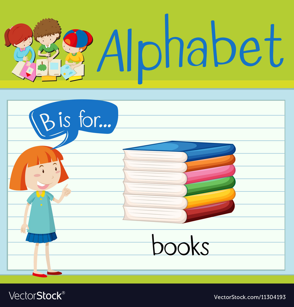 Flashcard letter B is for books Royalty Free Vector Image