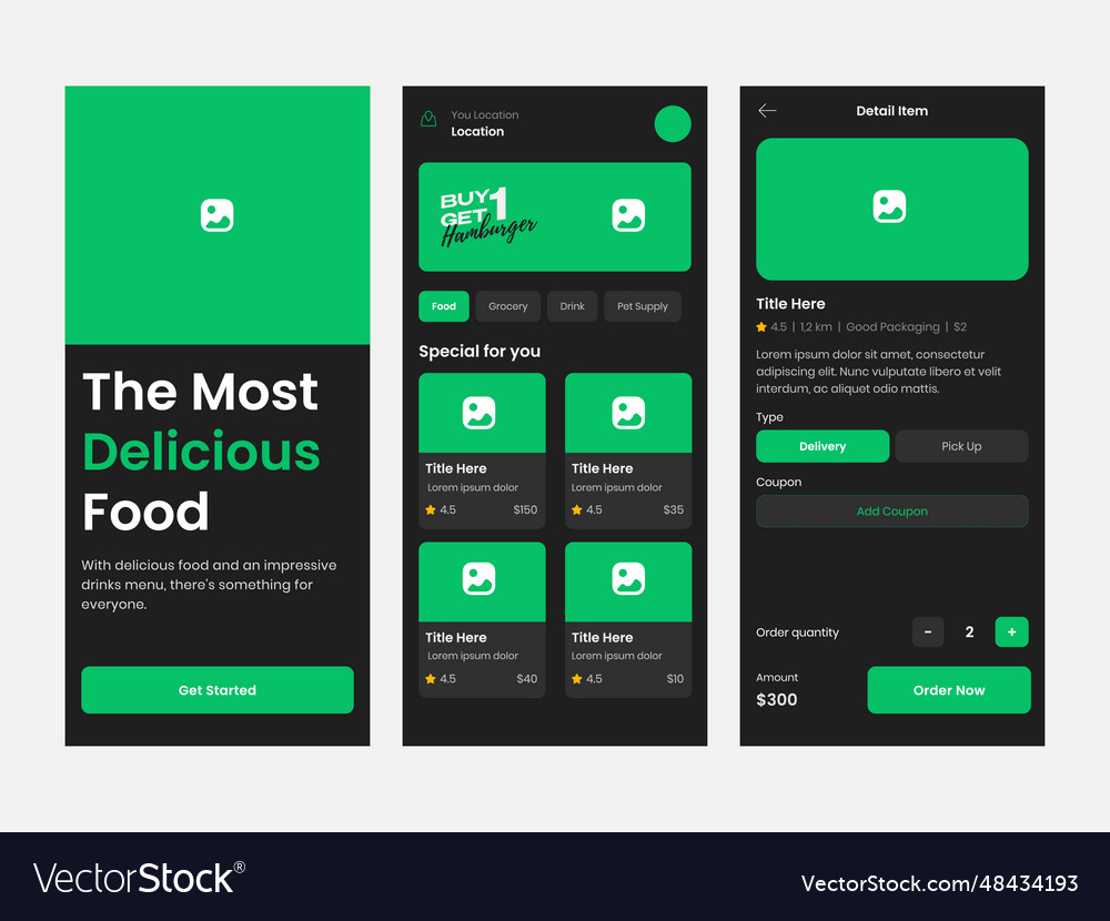 Food delivery ui design template Royalty Free Vector Image