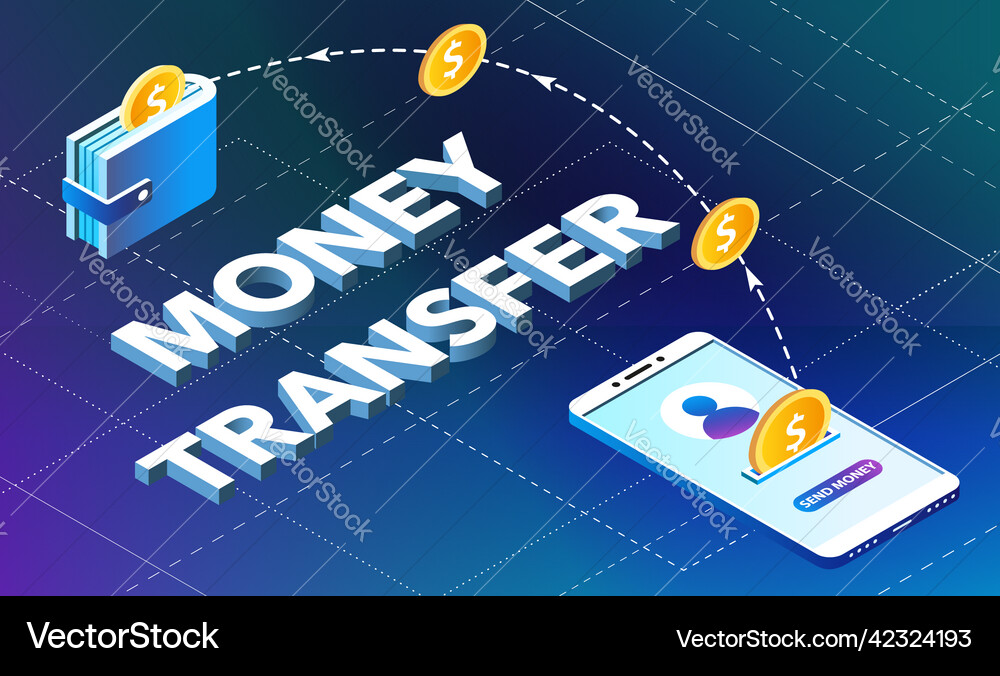 Money transfer from smartphone to wallet Vector Image