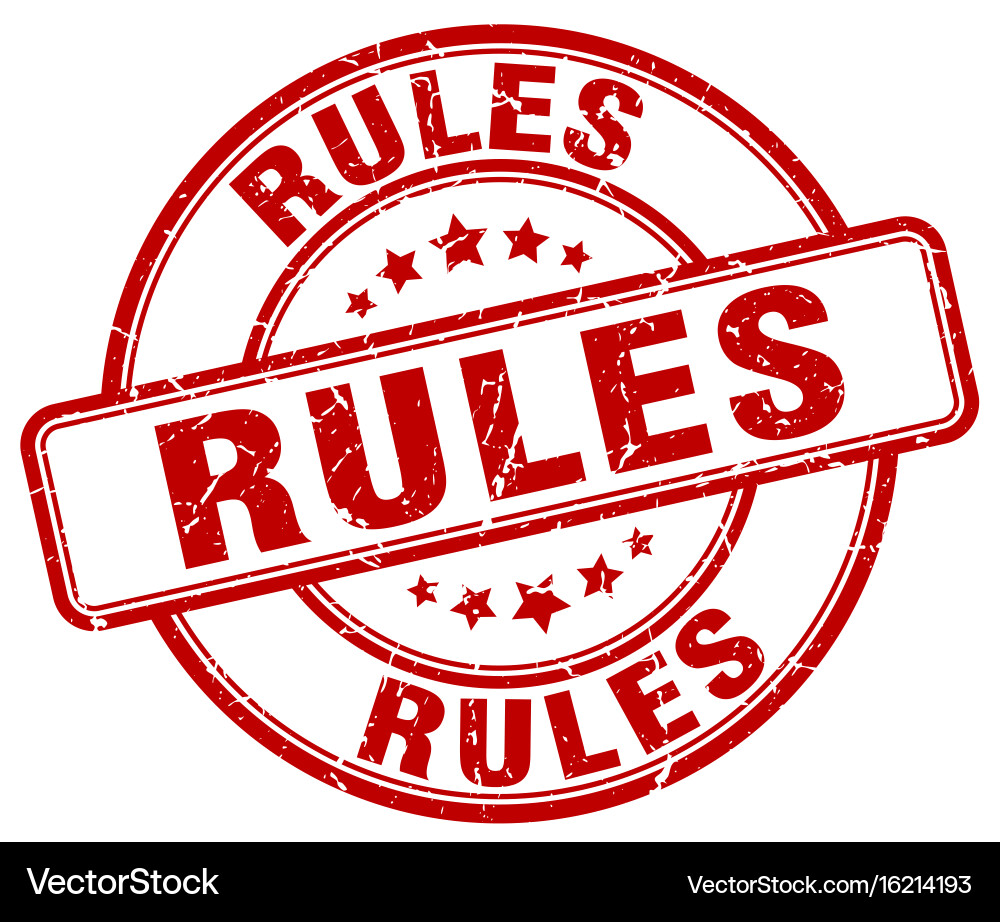 Rules red grunge round vintage rubber stamp Vector Image
