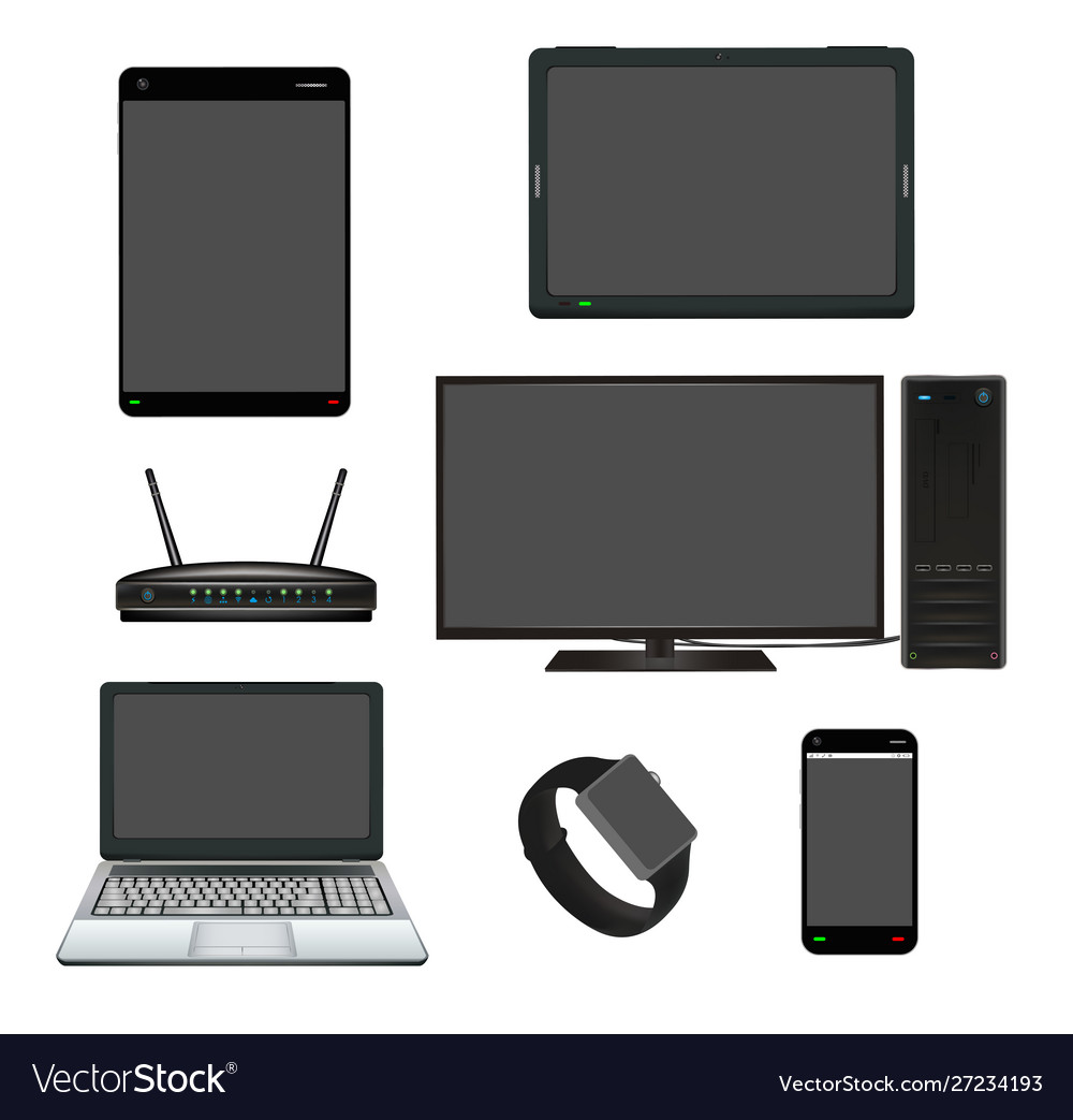 Smart device computer router set Royalty Free Vector Image