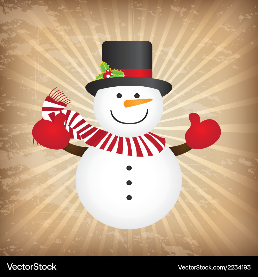 Snowman design over grunge background Royalty Free Vector