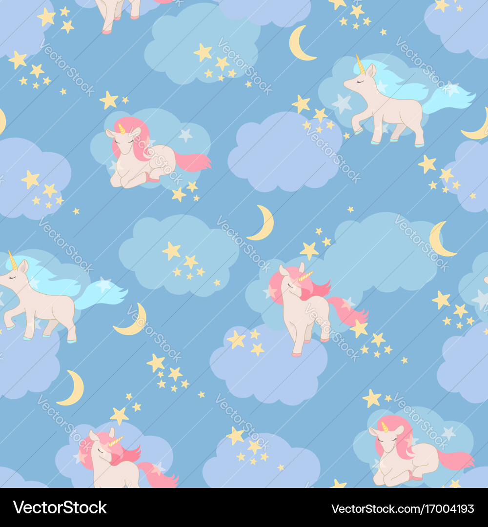 Unicorns seamless pattern elements Royalty Free Vector Image