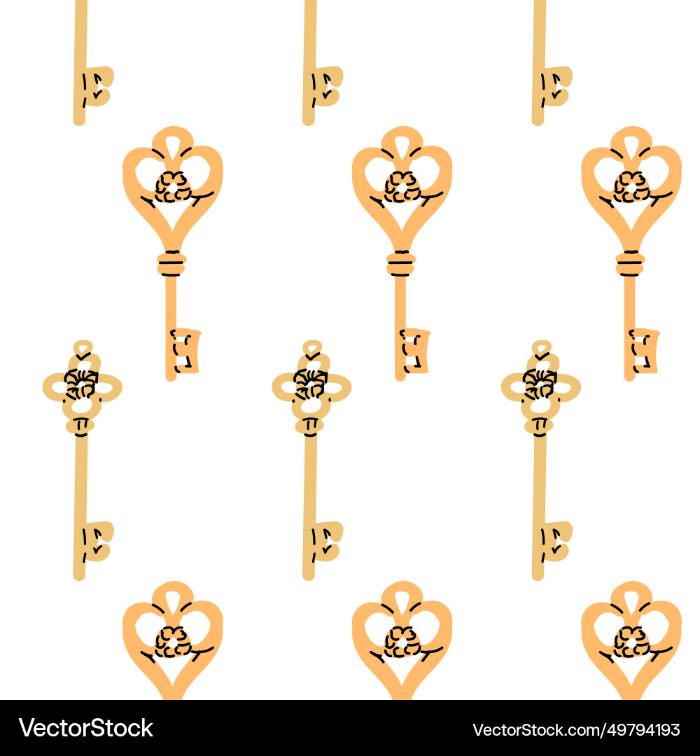 Vintage antique keys seamless pattern in cartoon Vector Image