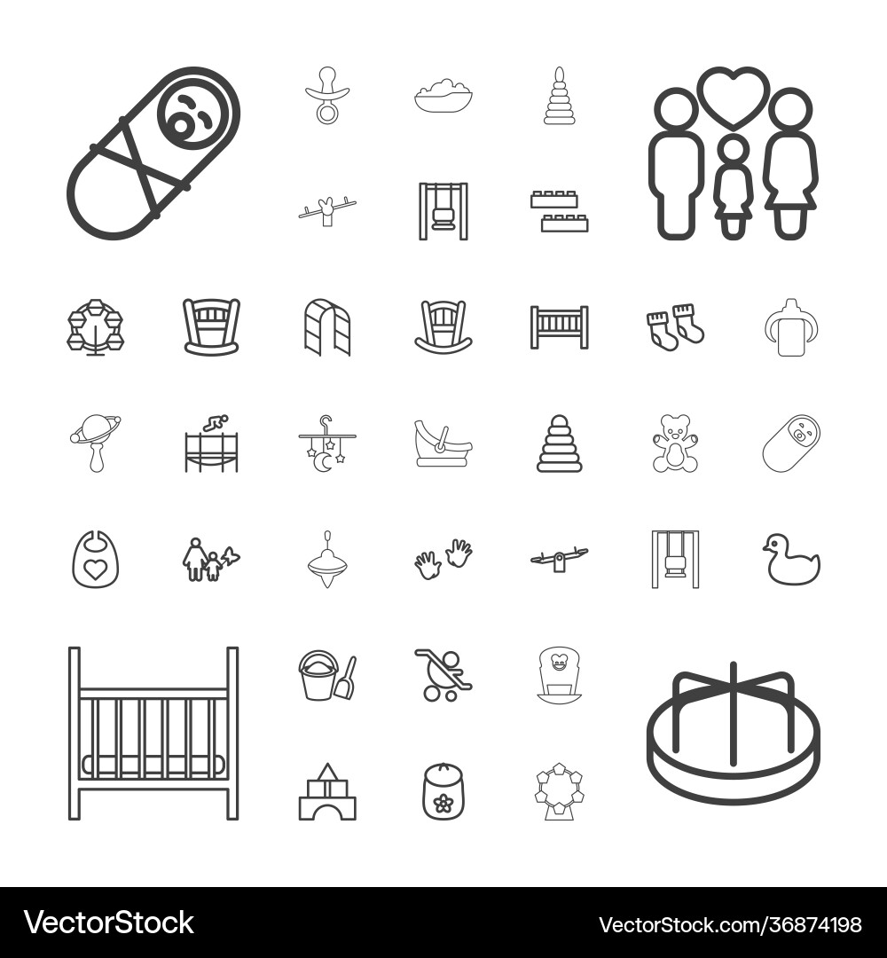 37 childhood icons Royalty Free Vector Image - VectorStock