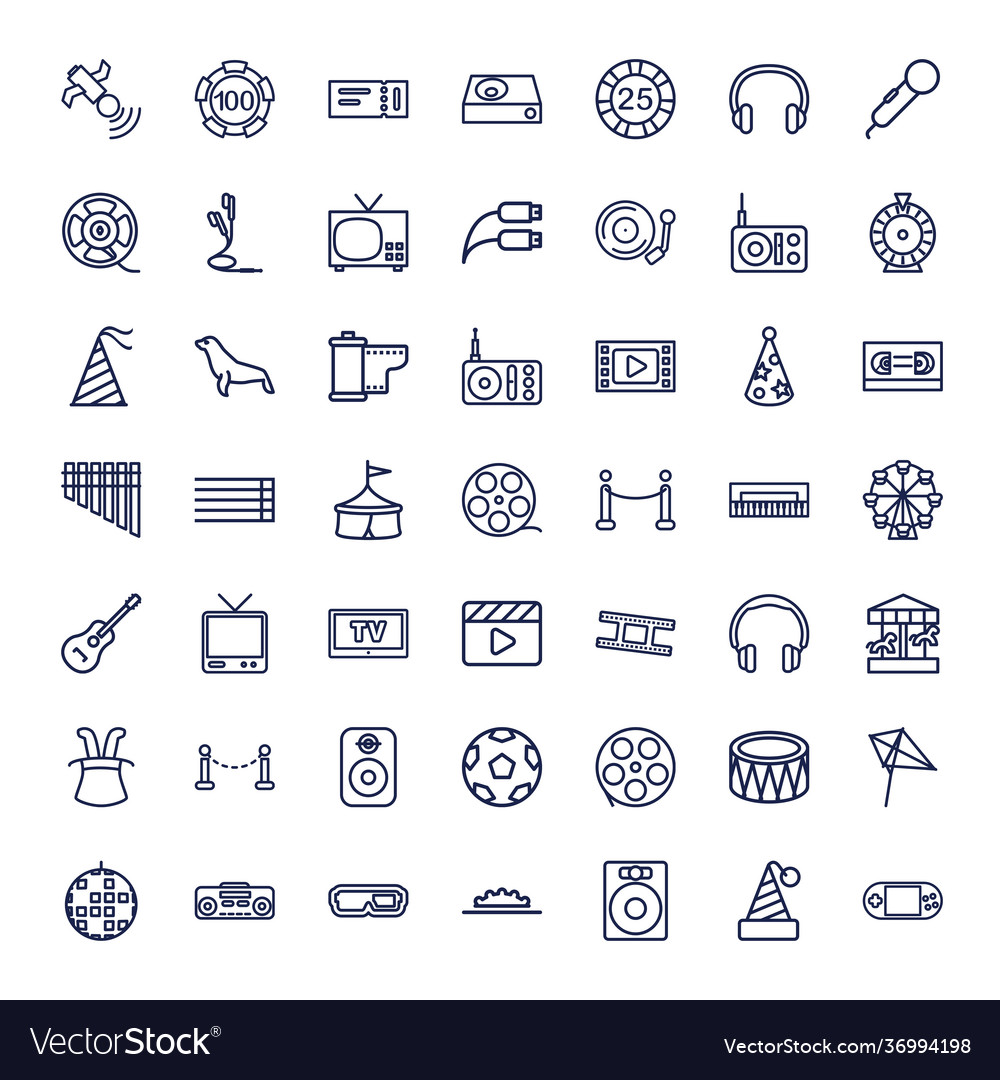 49 entertainment icons Royalty Free Vector Image