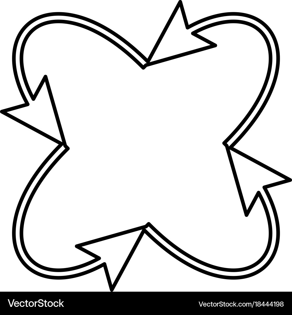 Four arrows in loop in and from center black icon Vector Image