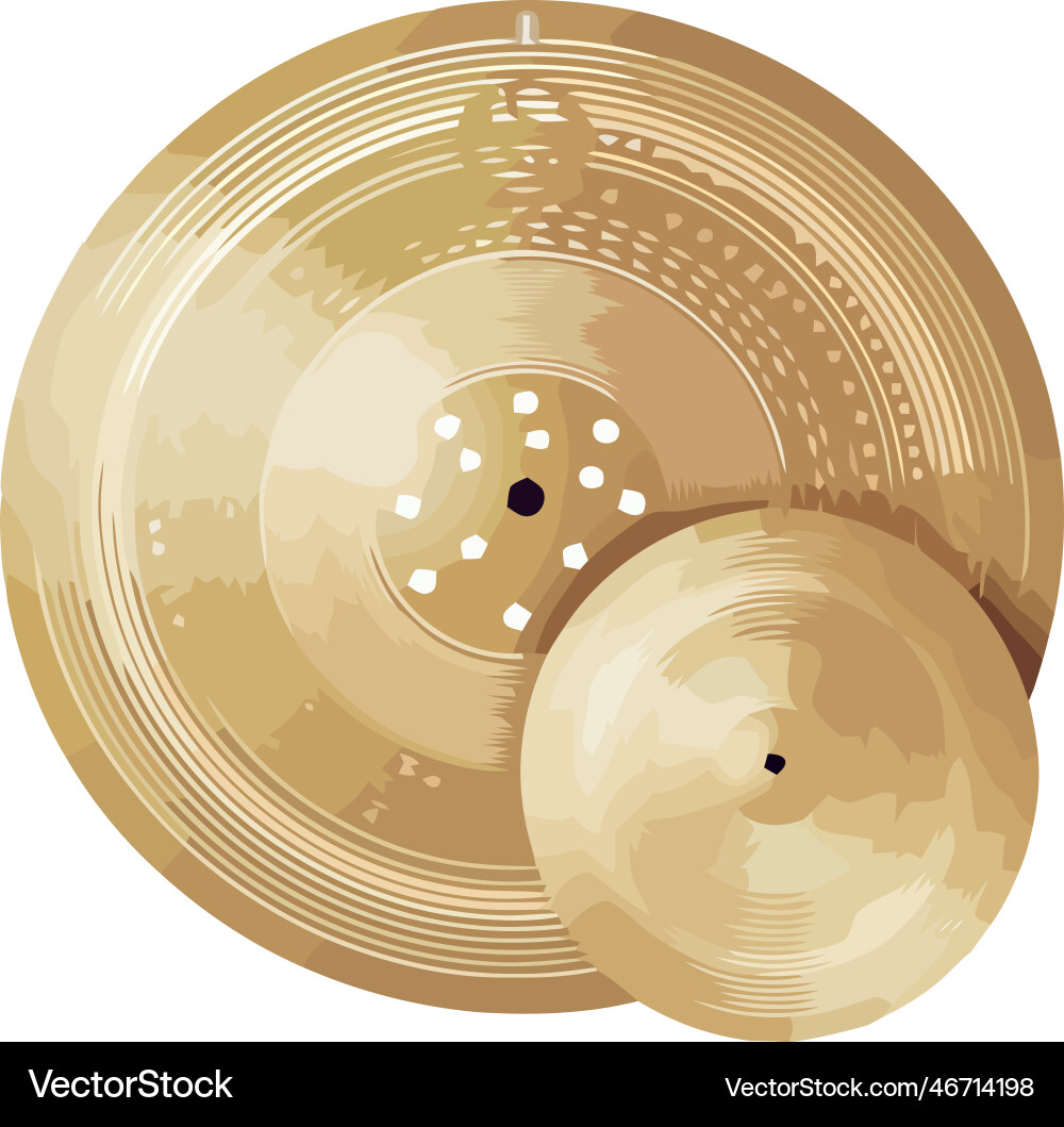 Golden drum cymbals instruments icons Royalty Free Vector