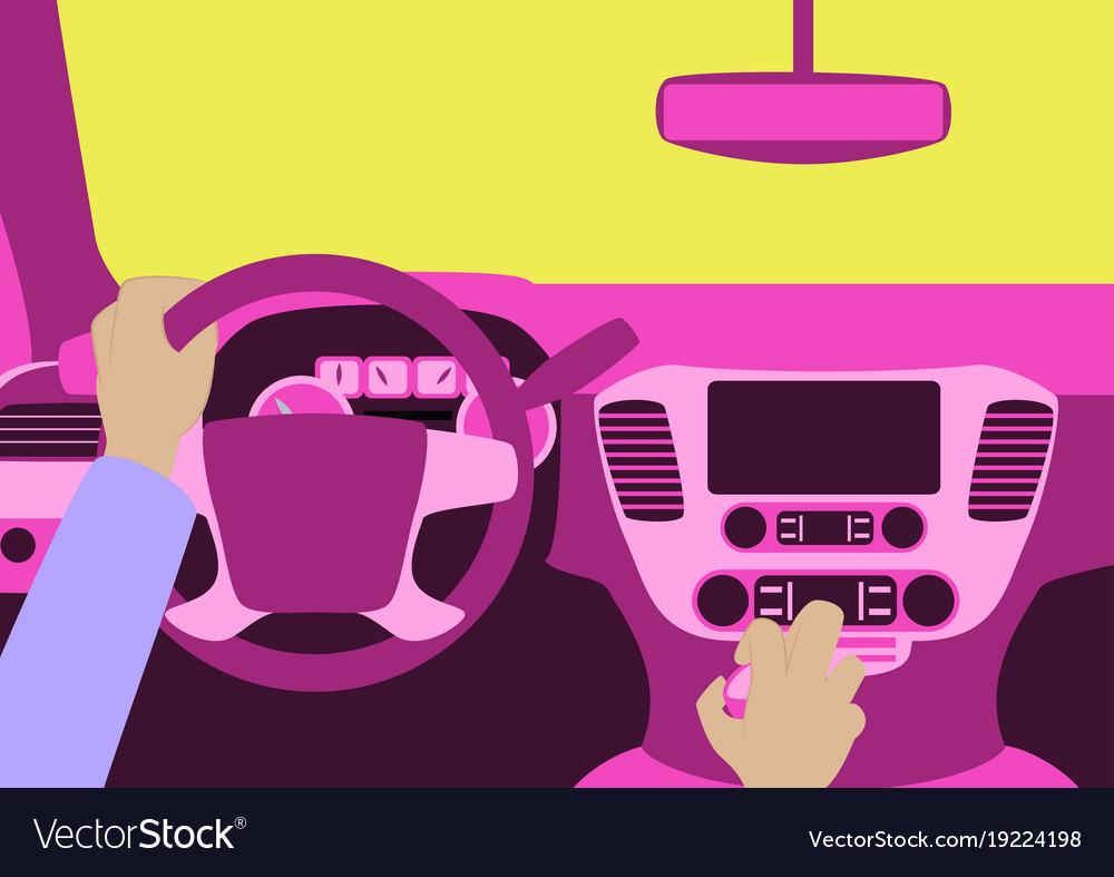 Human hands driving a car Royalty Free Vector Image