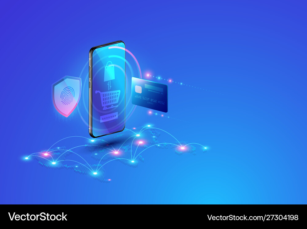 Isometric online shopping secure online payment Vector Image