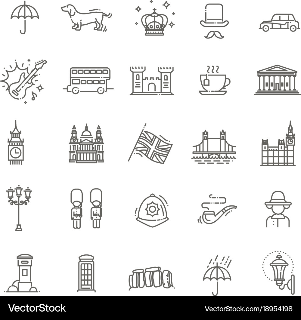London icons set england thin line design Vector Image