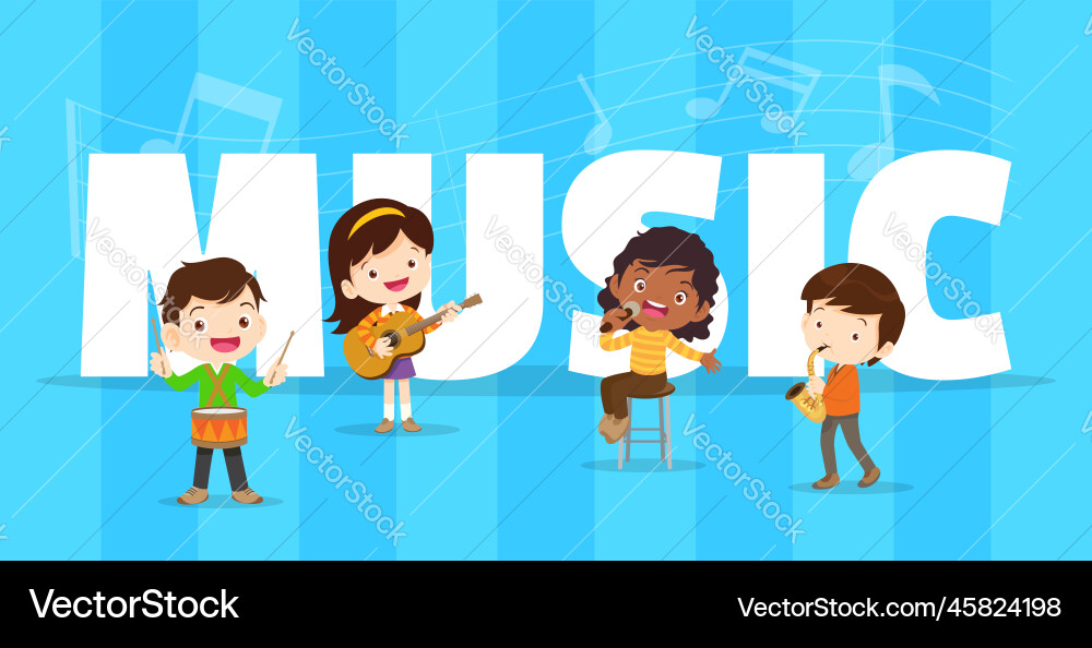 Music kids 003 Royalty Free Vector Image - VectorStock
