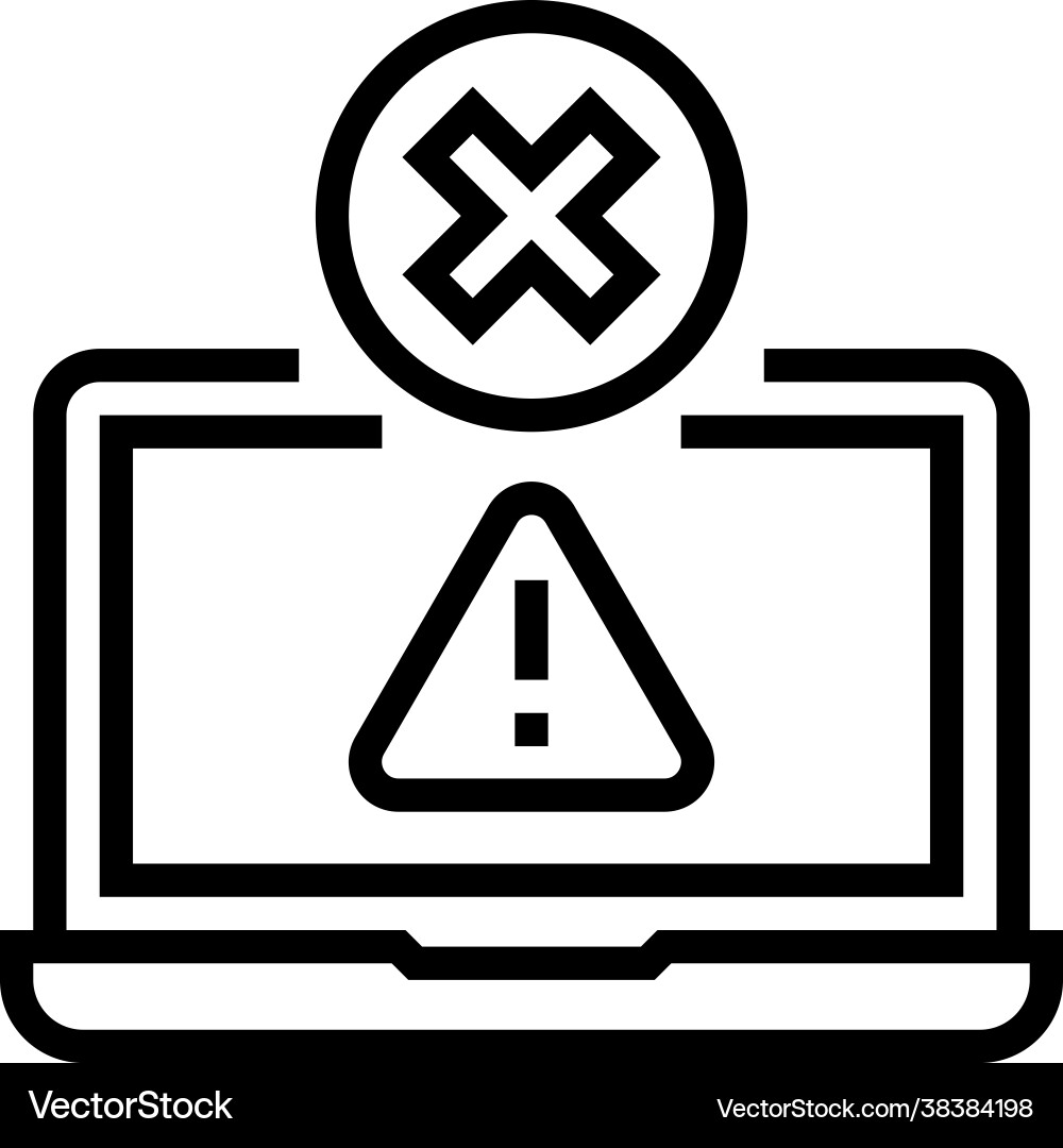 Prohibition for use laptop line icon Royalty Free Vector