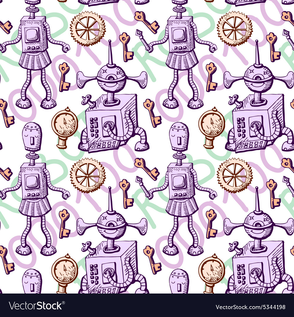 Robots seamless pattern Royalty Free Vector Image
