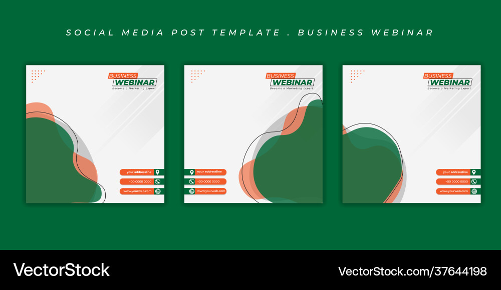 Set social media post template with green Vector Image