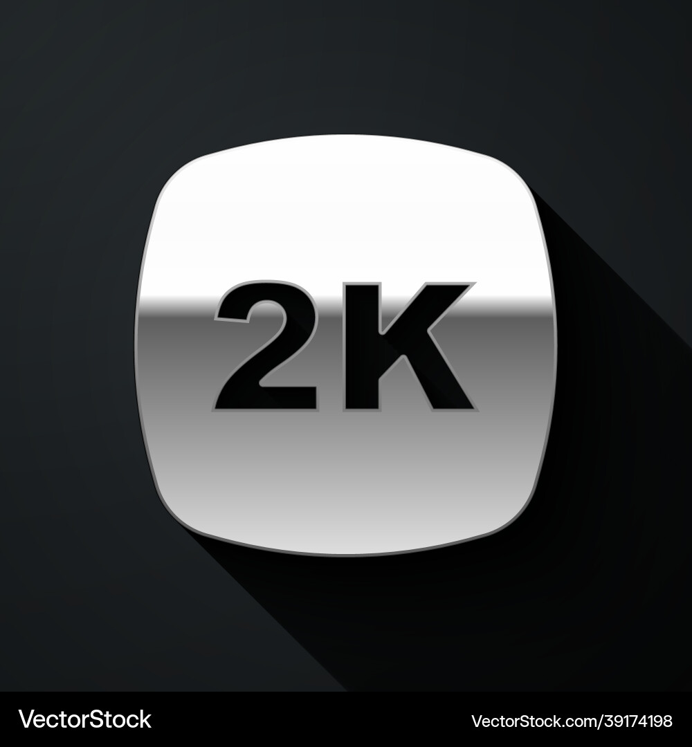 Silver 2k ultra hd icon isolated on black Vector Image