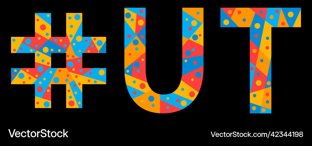 Ut hashtag mosaic isolated text letters from Vector Image