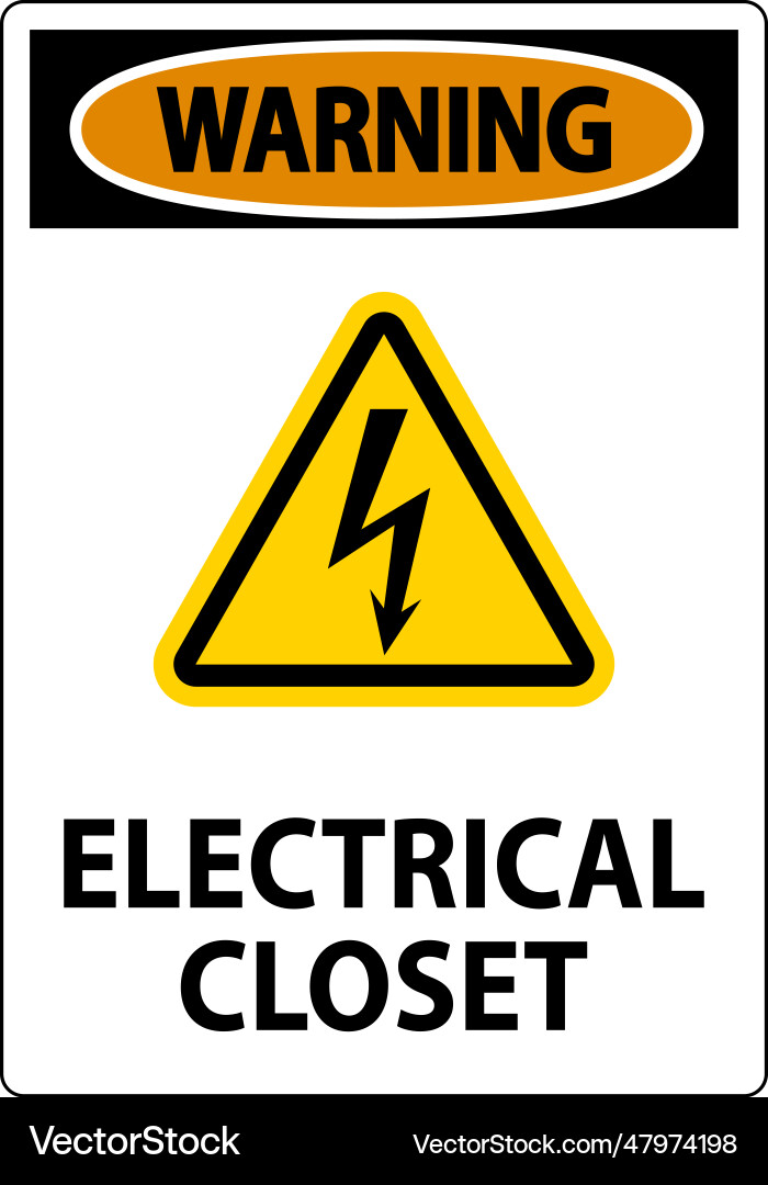 Warning sign electrical closet sign Royalty Free Vector