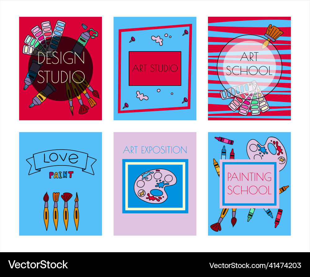 Art tools sketch banners cards hand drawn Vector Image