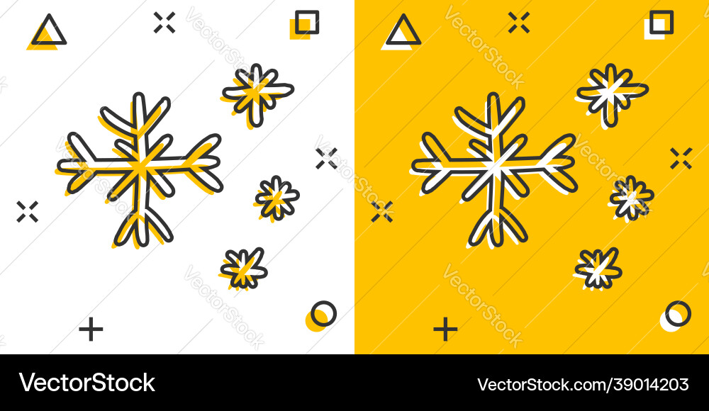 Cartoon hand drawn snowflake icon in comic style Vector Image