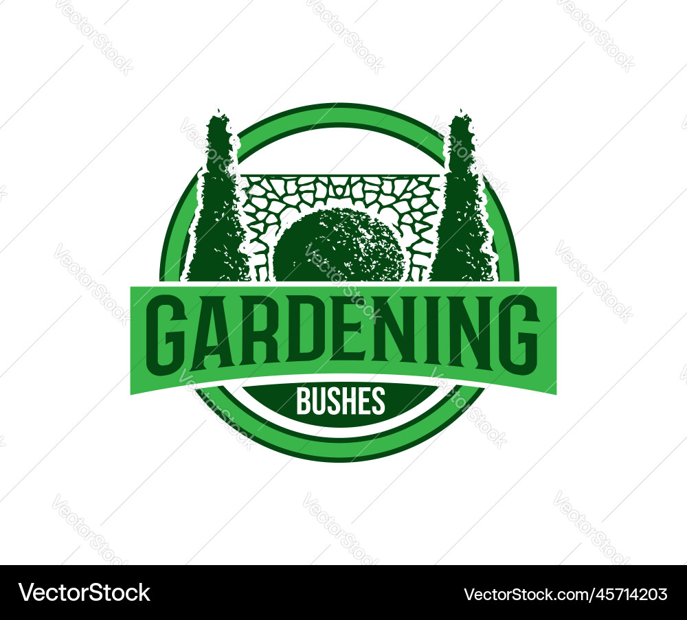 Garden bushes and wall logo design template Vector Image