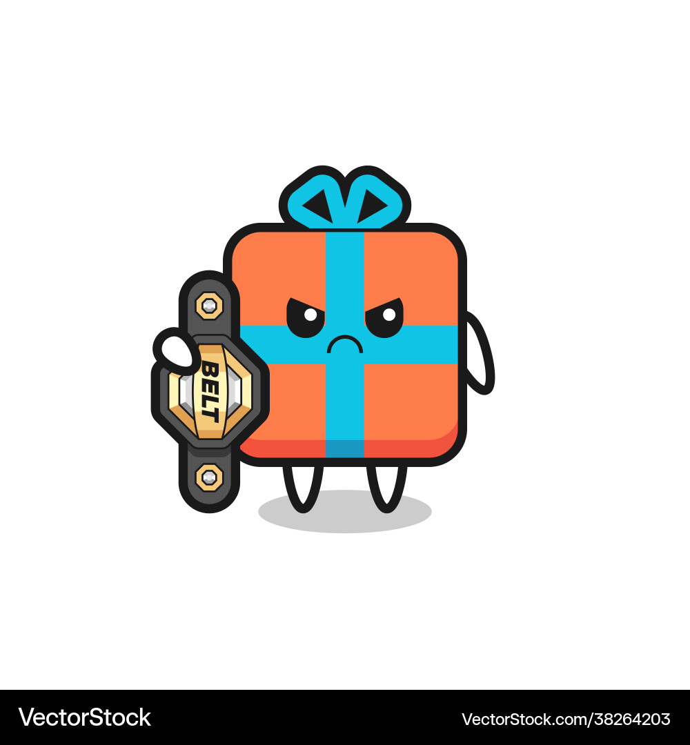 Gift box mascot character as a mma fighter Vector Image