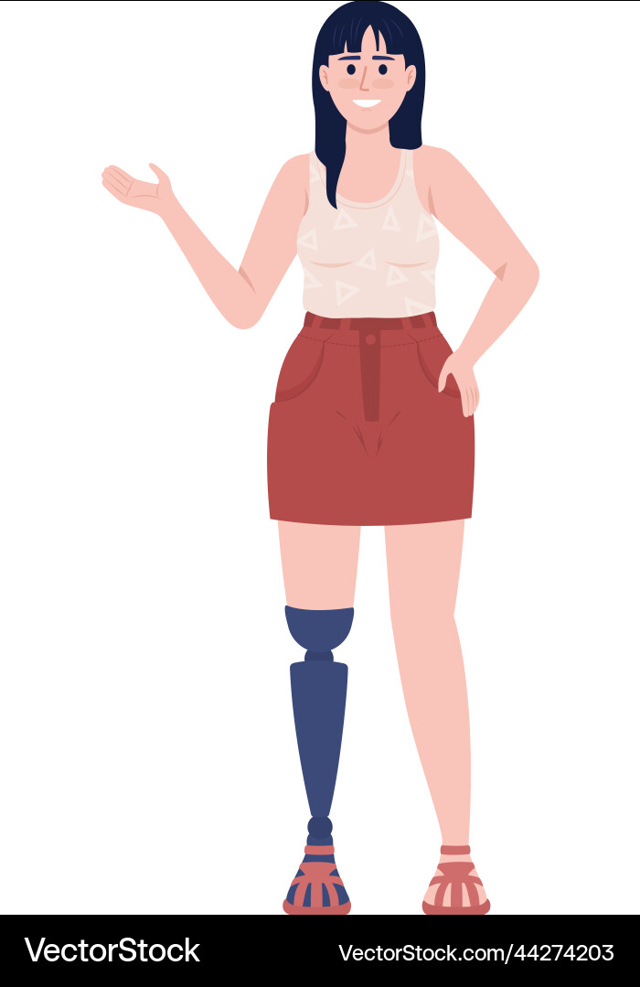 Happy lady with disability semi flat color Vector Image