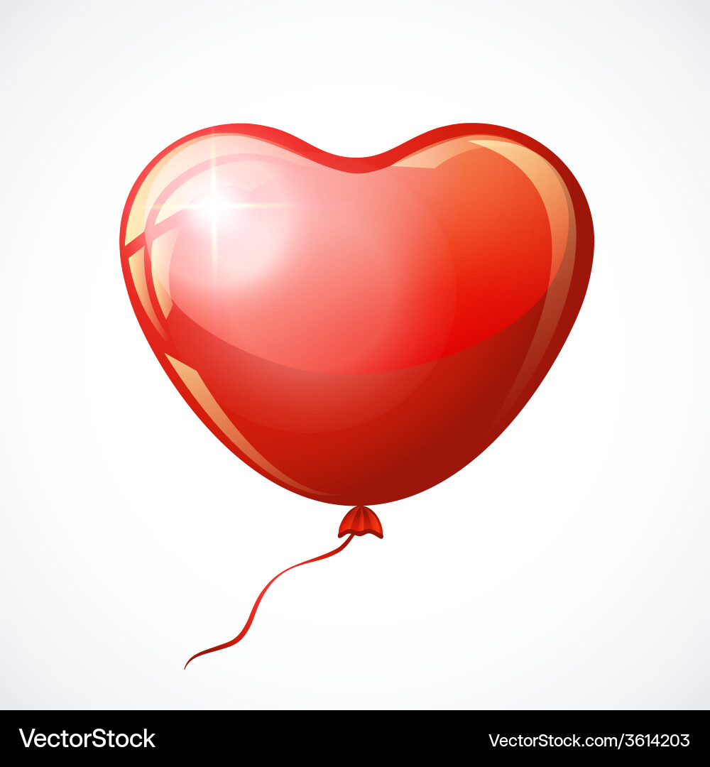 Heart shaped red balloon isolated on white Vector Image