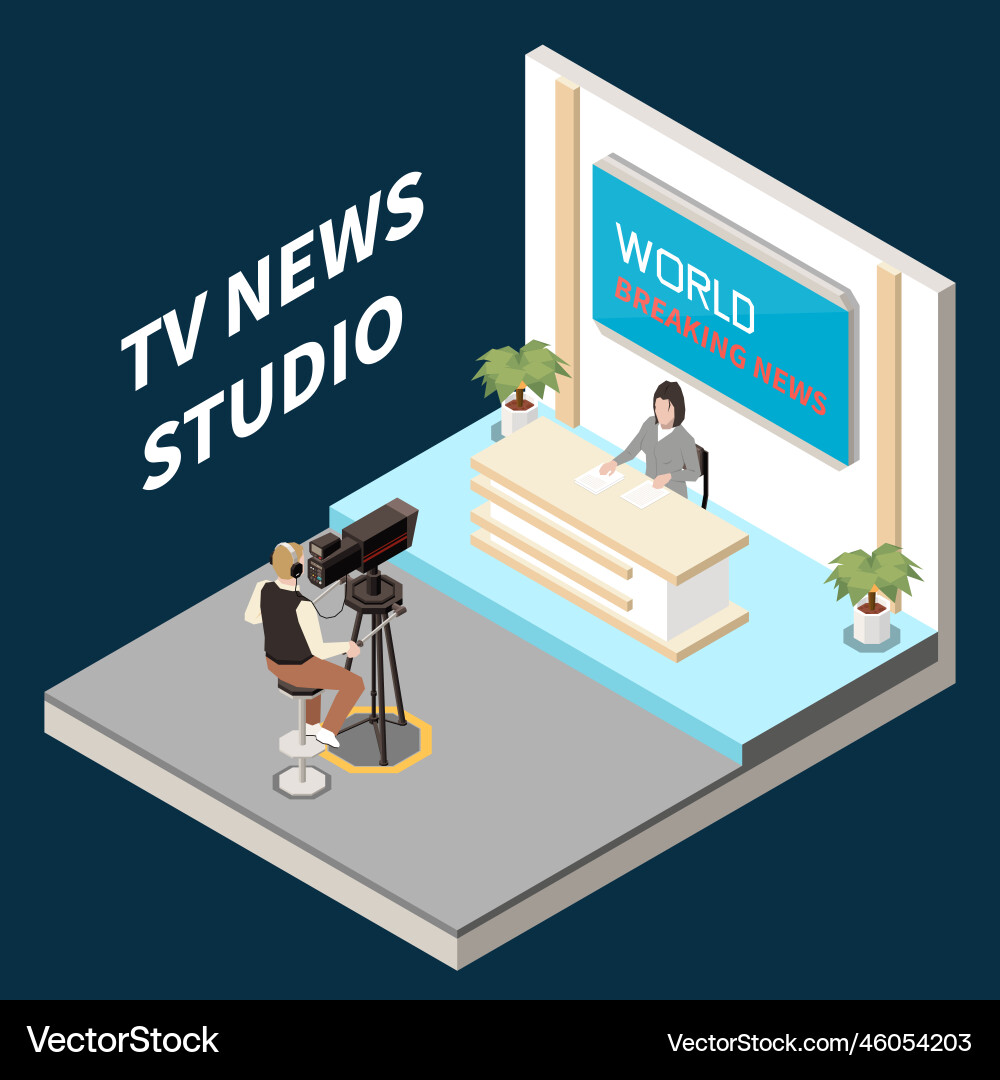 News media isometric concept Royalty Free Vector Image