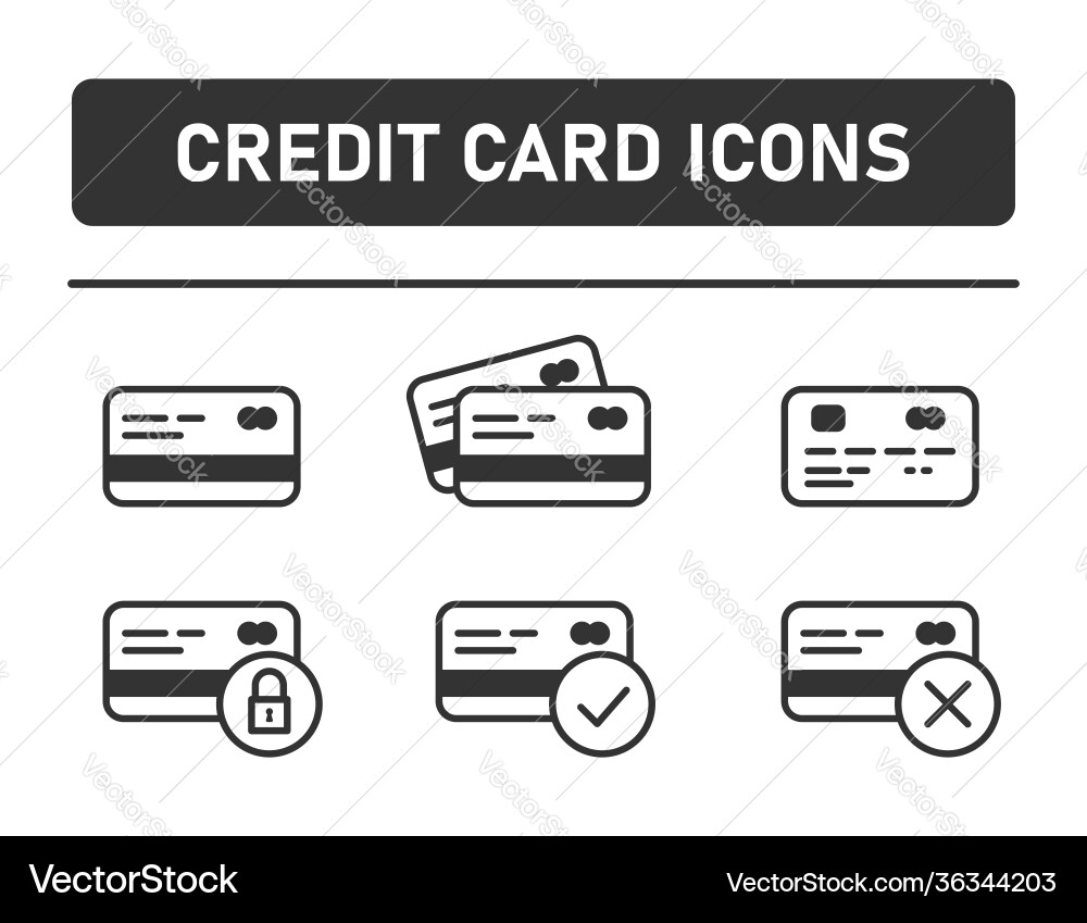 Set credit cards icon isolated on white Royalty Free Vector