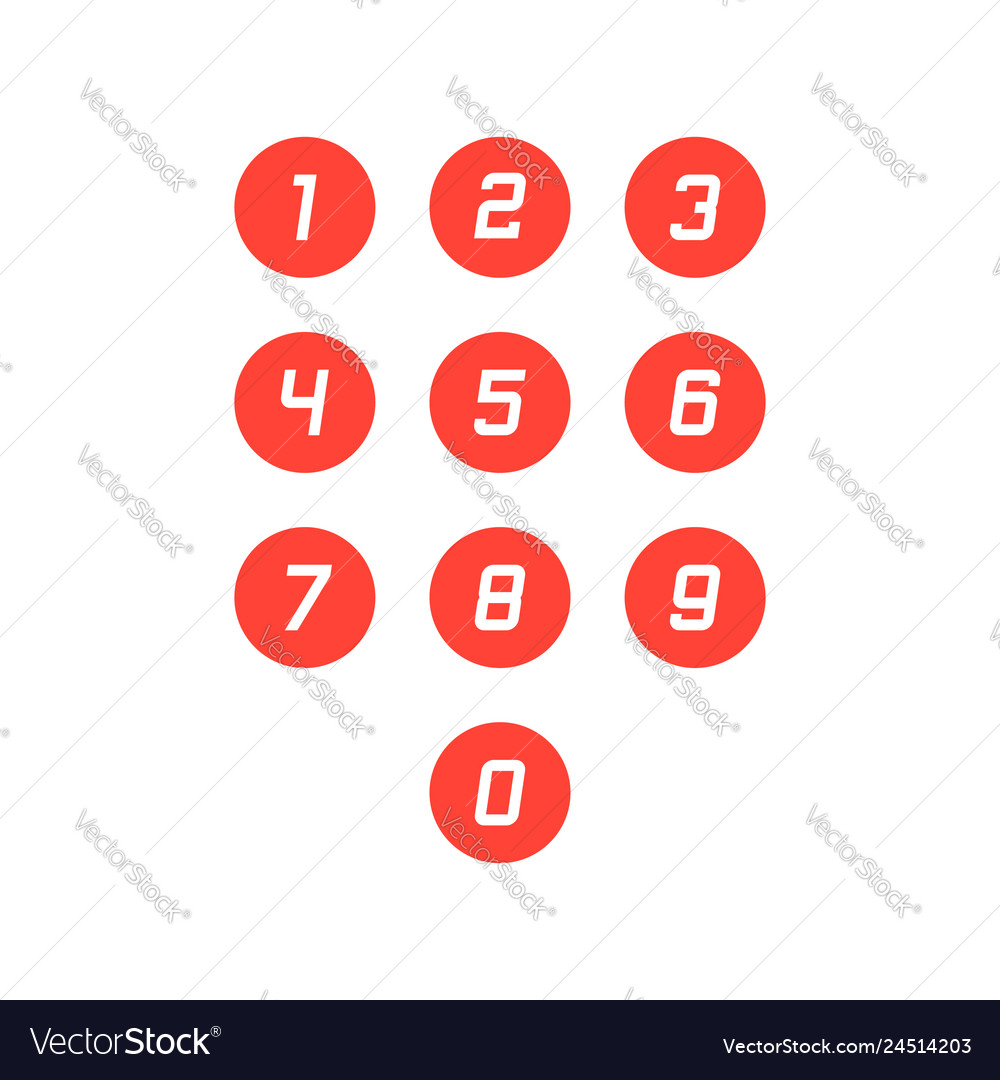 Set of round 0-9 number icons Royalty Free Vector Image