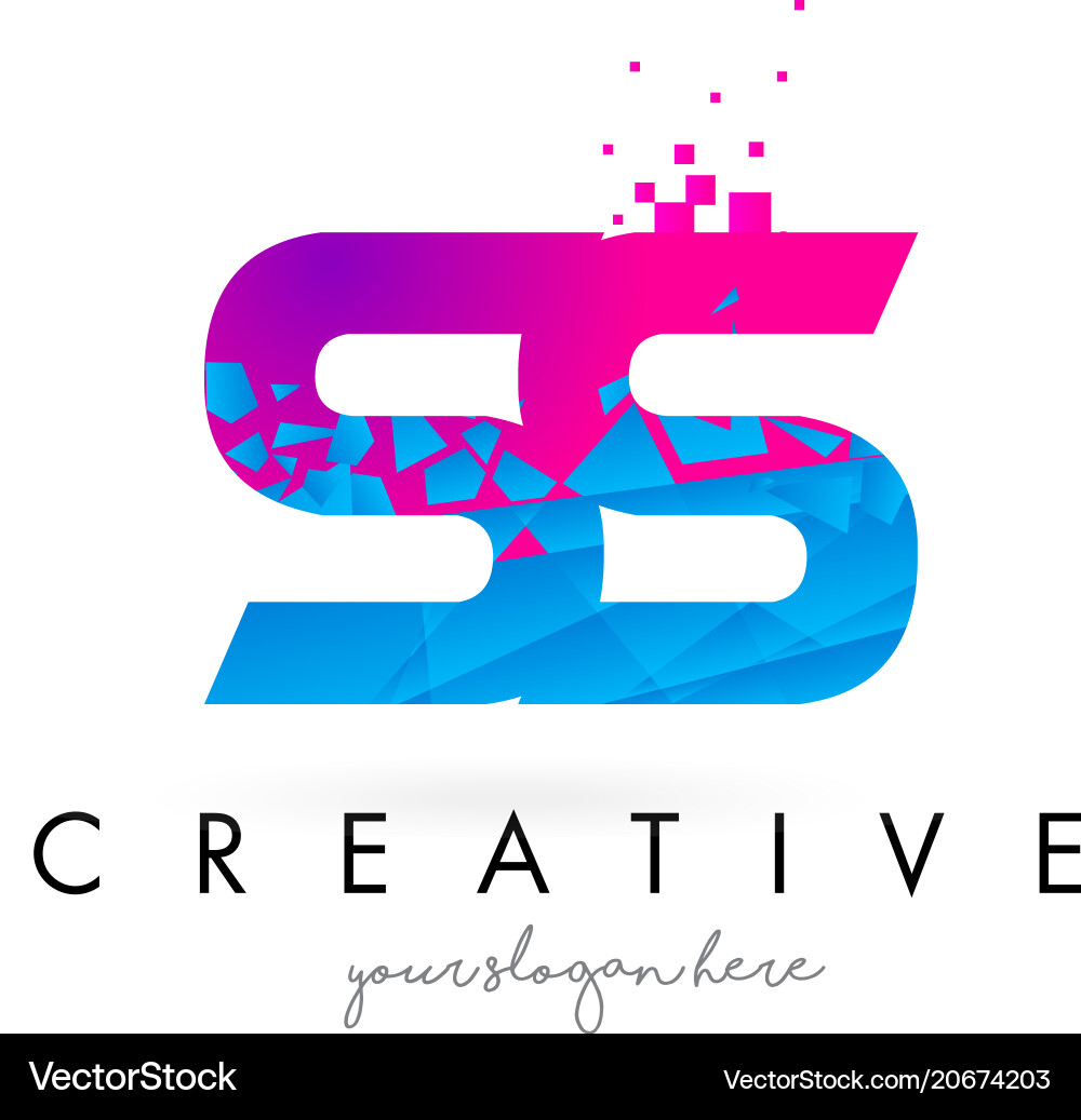 Ss s s letter logo with shattered broken blue Vector Image