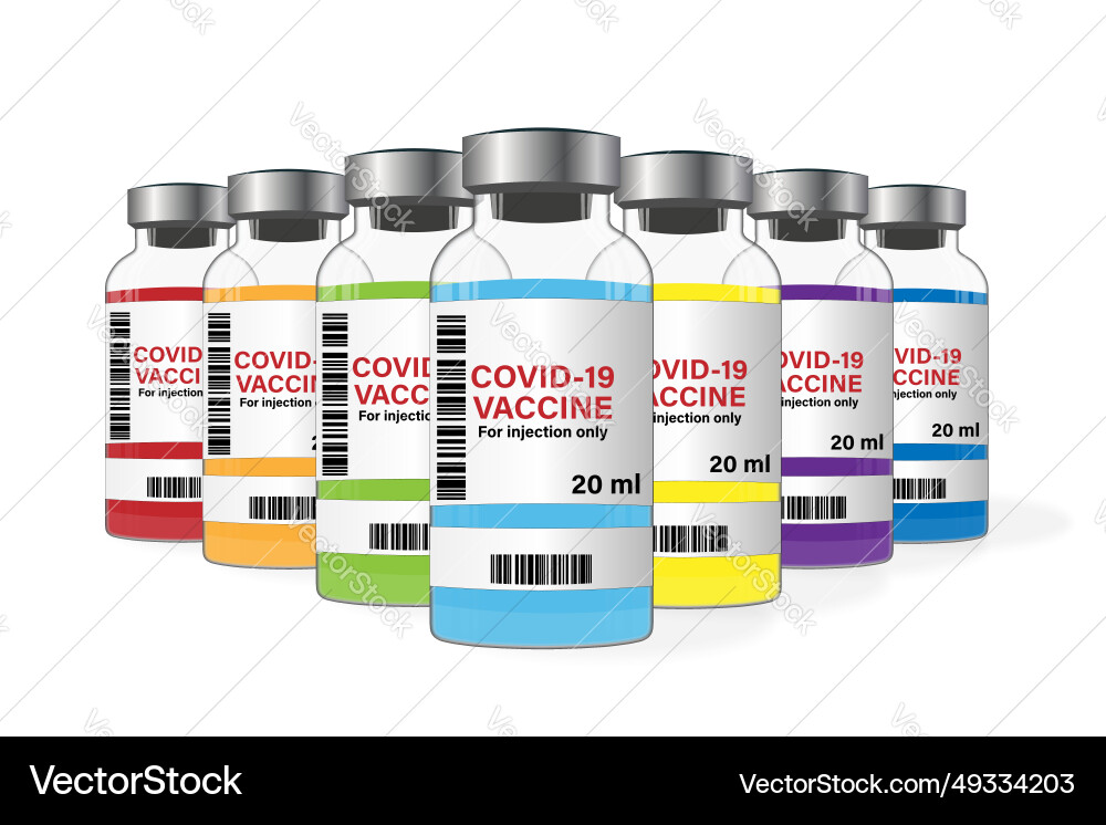Vaccine bottle with barcode covid-19 coronavirus Vector Image