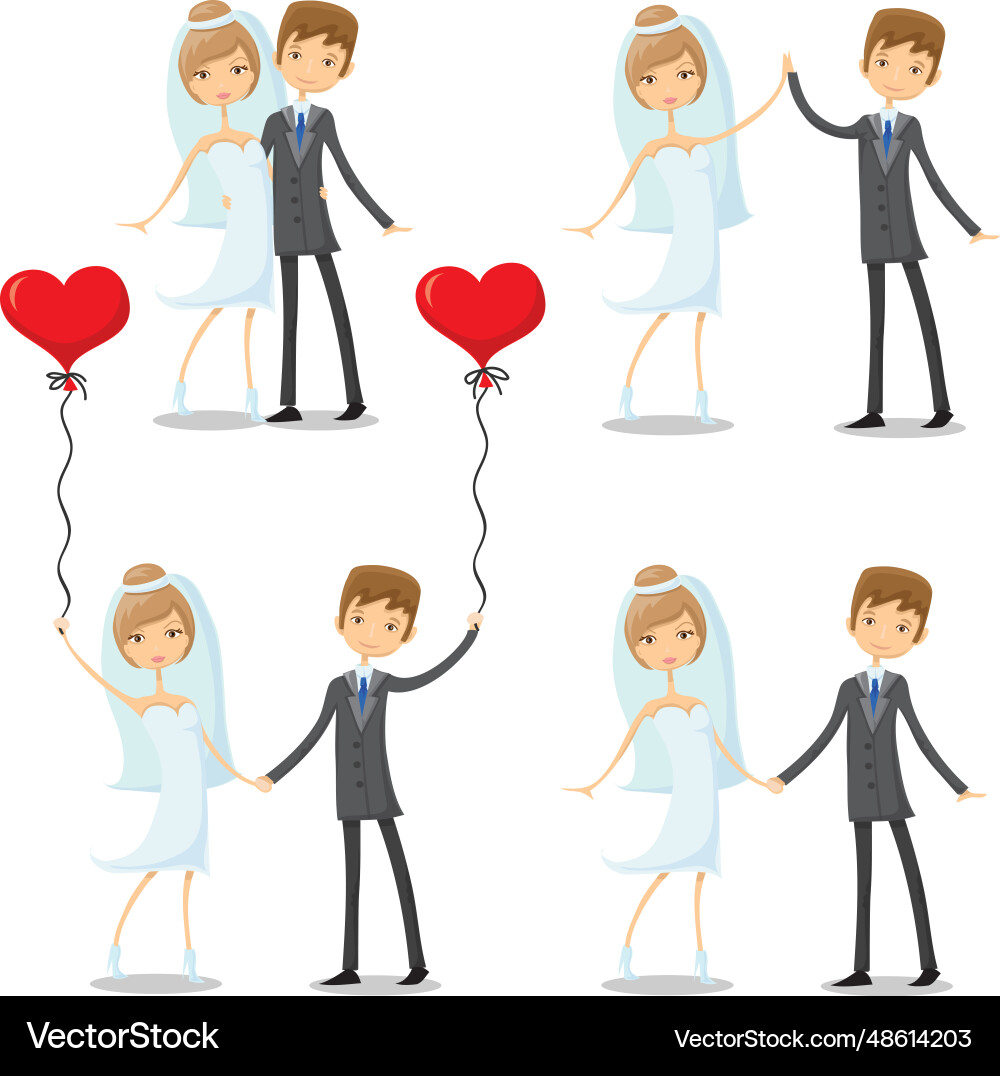 Wedding doodle couple in love Royalty Free Vector Image