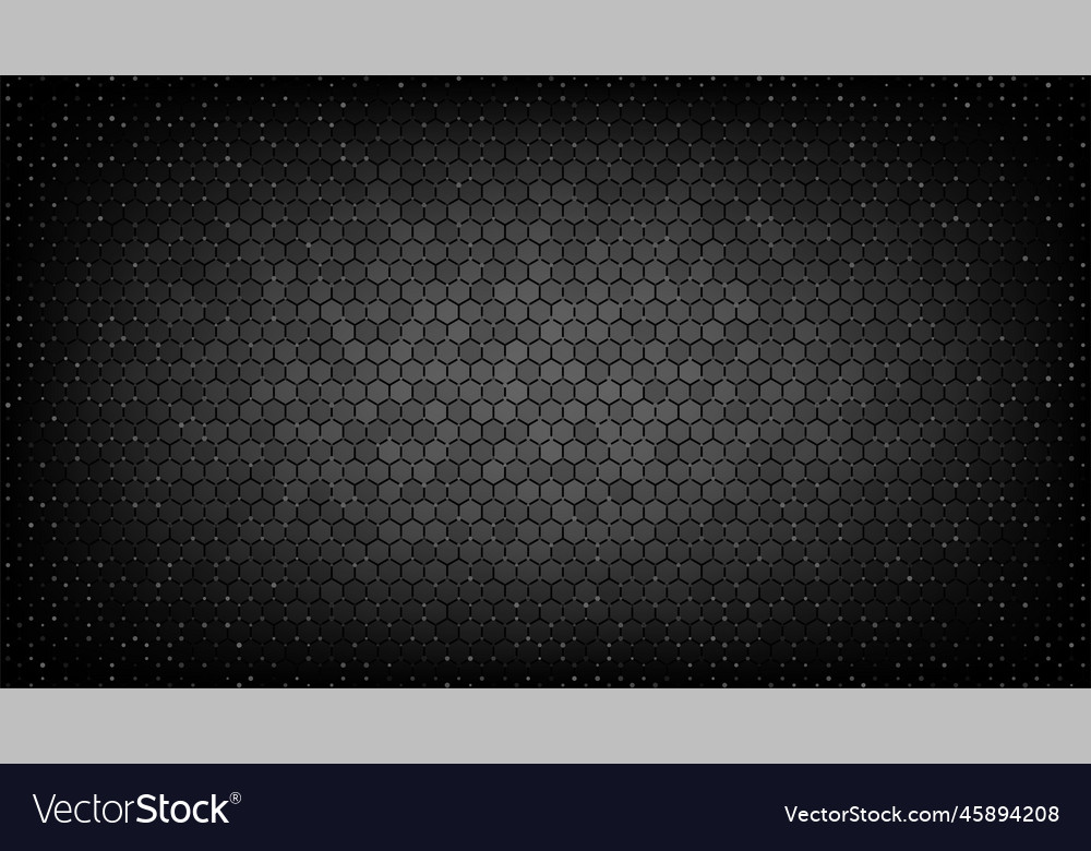 Abstract black background grey hexagon pattern Vector Image