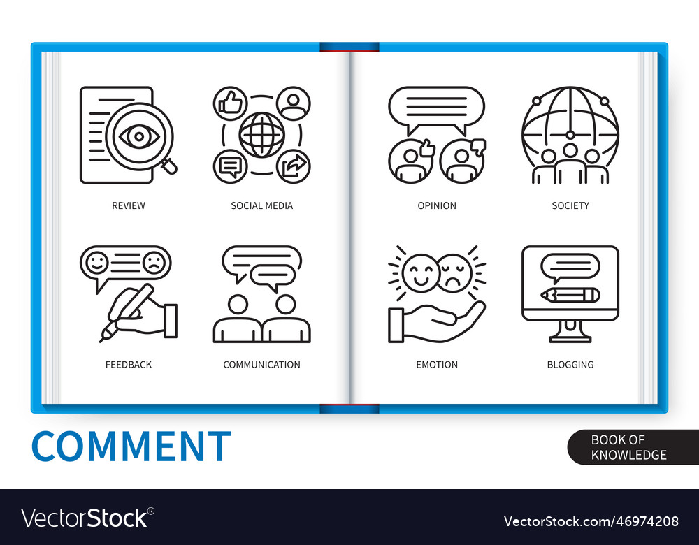 Comment Infographics Linear Icons Collection Vector Image