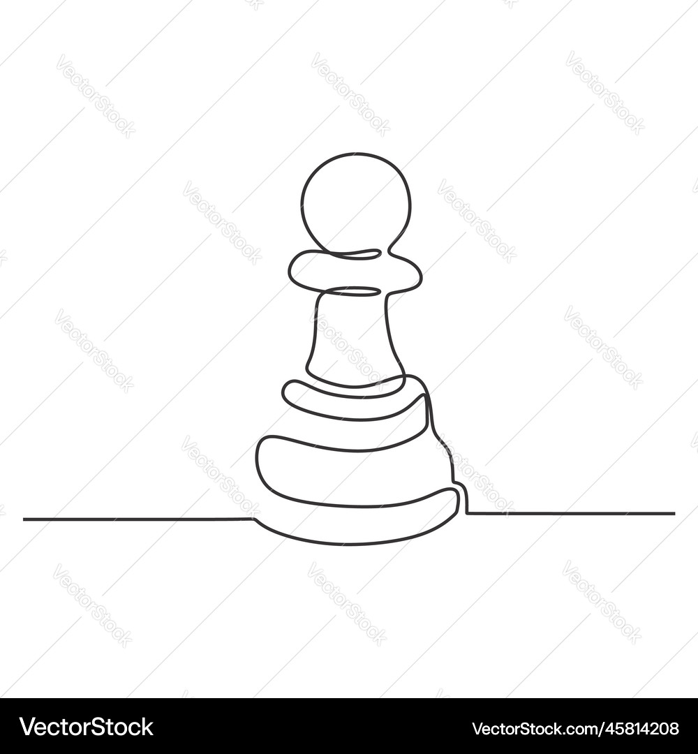 Continuous one line drawing of chess pawn Vector Image