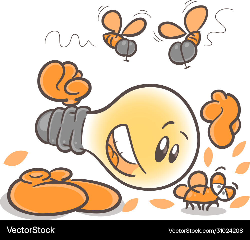 Emotional character cartoon lightbulb scientist Vector Image
