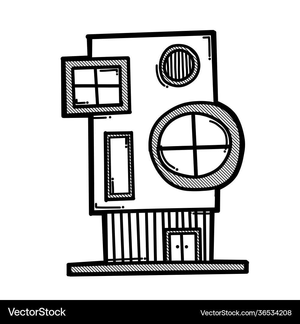 House building doodle icon drawing sketch hand Vector Image