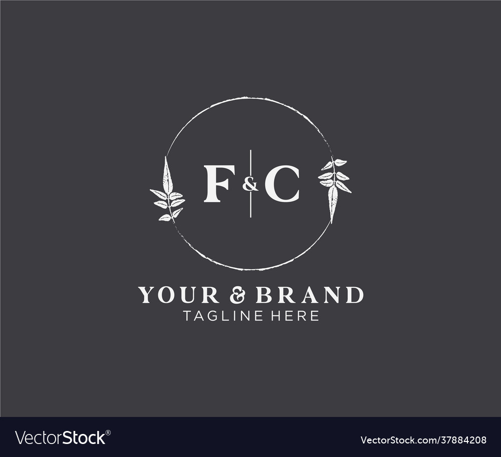 Initial fc letters floral frames botanical Vector Image Initial fc letters floral frames botanical Vector Image