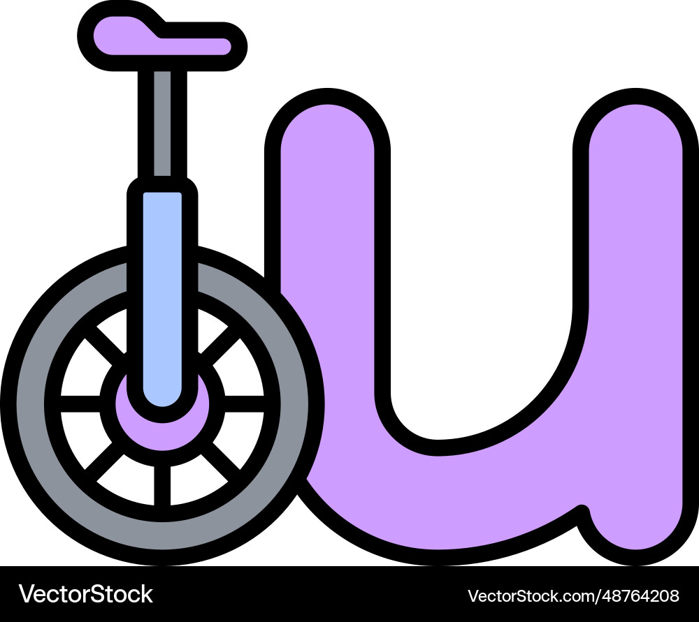 Letter u alphabet with unicycle icon Royalty Free Vector