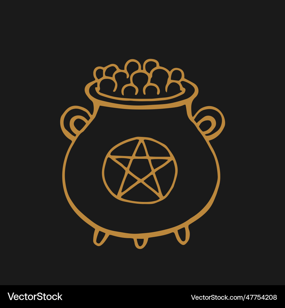 Magic cauldron hand drawn Royalty Free Vector Image